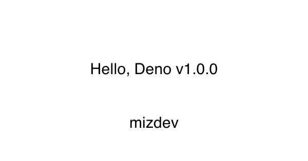 Hello, Deno v1.0.0 - mizdev